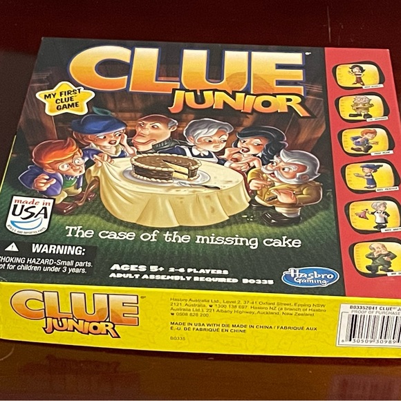 Hasbro | Toys | Clue Junior The Case Of The Missing Cake Board Game ...
